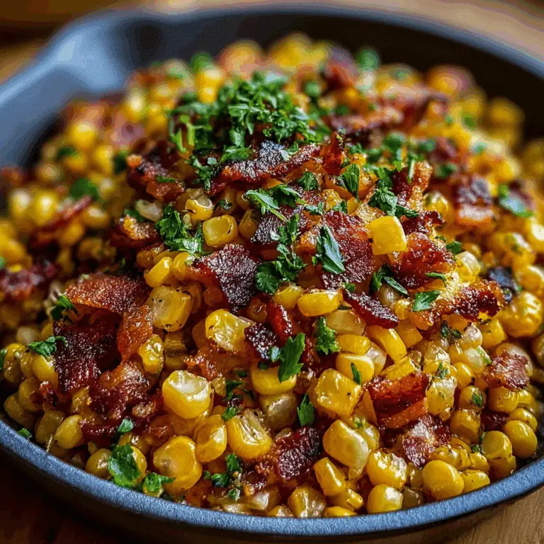 Smoky Fried Corn with Bacon - Her Cooks
