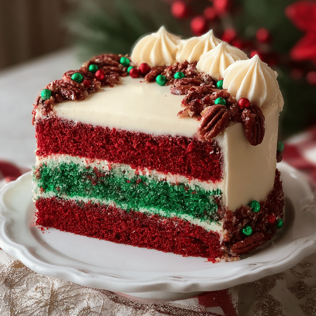 Christmas Red & Green Velvet Cake - Her Cooks