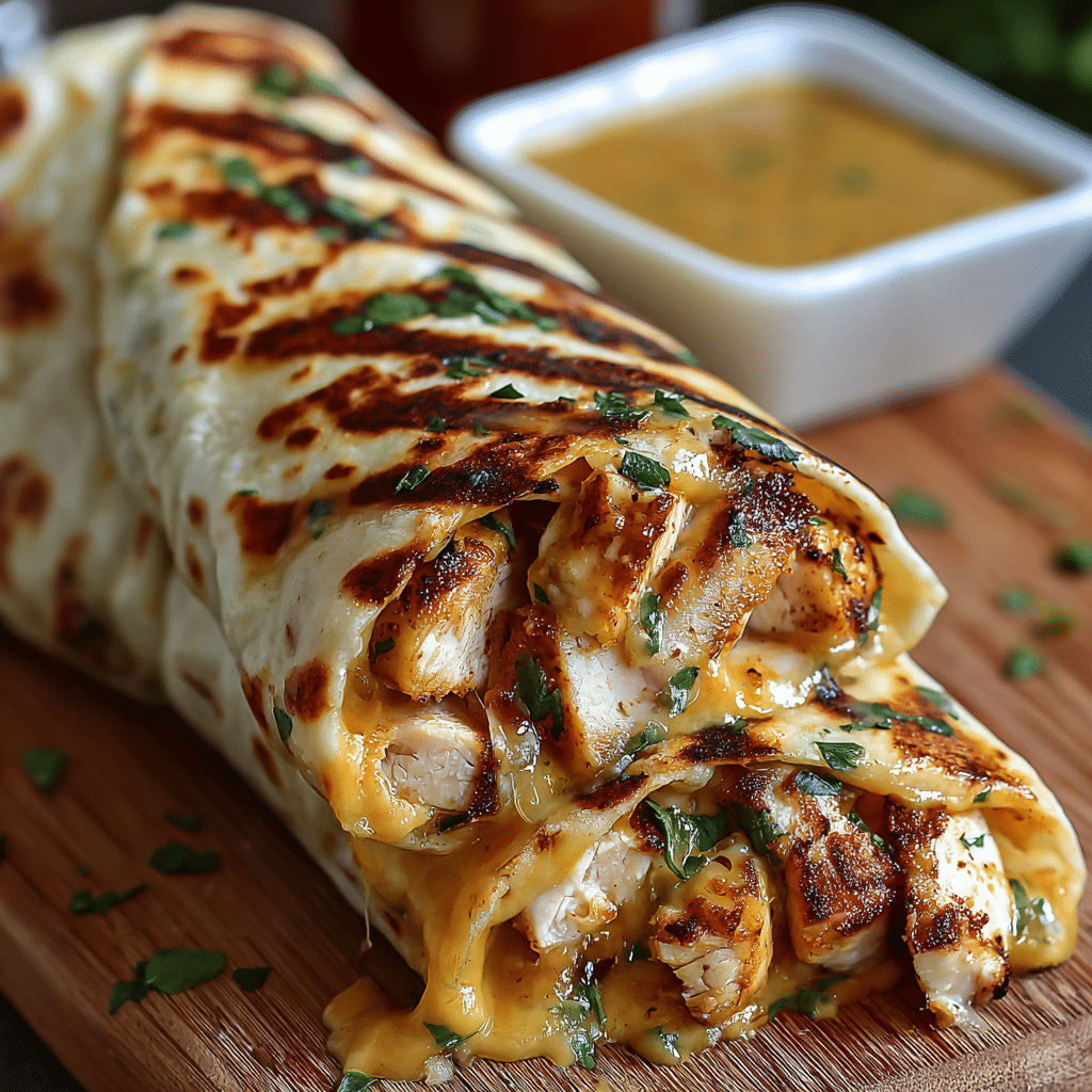 Cheesy Garlic Chicken Wraps - Her Cooks